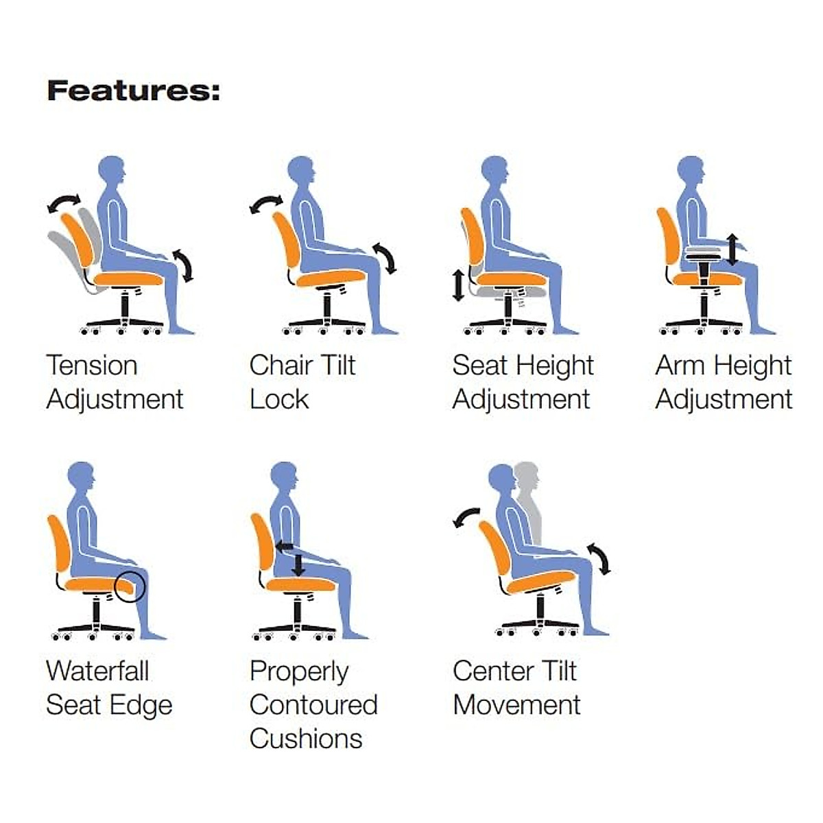 GOF Mesh Office Desk Chair (G10900B)-Work & Task Seating with Ergonomic Features for Conference Room, Boardroom, Home & School Office (Qty 1)