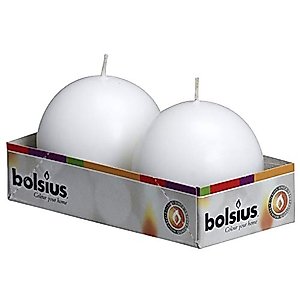 Bolsius 2 Count White Ball Candles - 2.75 Inches Unscented Candle Set - Premium European Quality - Dripless And Smokeless Clean Burning Dinner Candle - Perfect for Wedding, Party, And Special Occasion