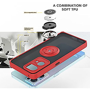 Case for Oppo Reno 7 4G with Ring Kickstand - Soft Skin Feeling - Semitransparent - Anti-Scratch Liquid Silicone Shock-Absorbing (Blue, Reno 7)