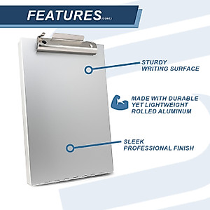 Saunders Metal Clipboard with Storage, Letter Size Heavy Duty Contractor Grade Clipboard, Recycled Aluminum Dual Storage Form Holder with High Capacity Clip, Assembled in USA, Silver Cruiser-Mate