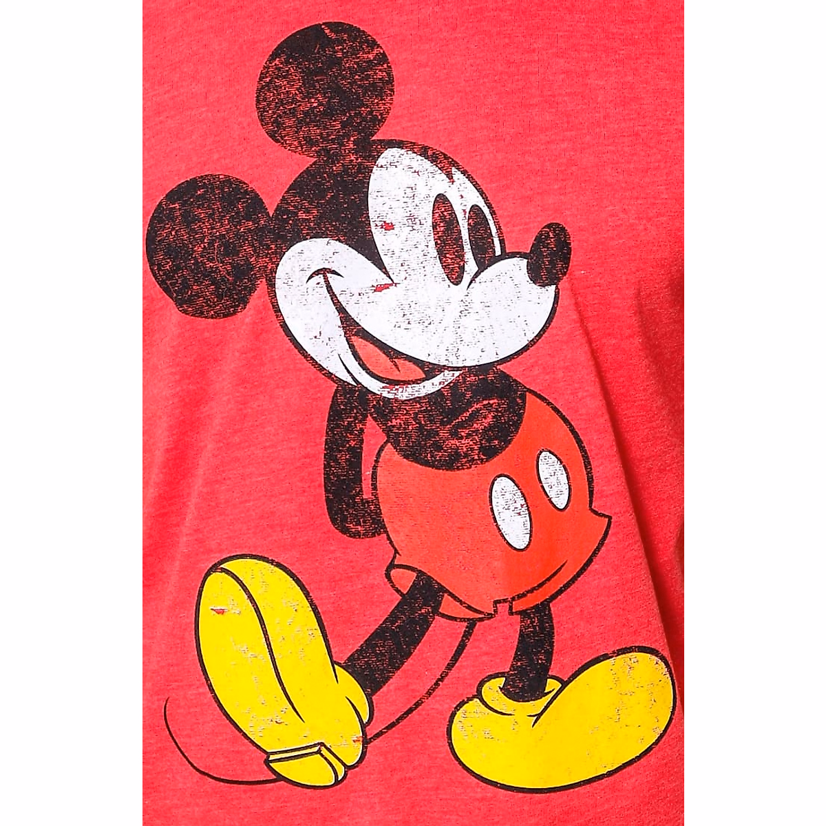 Disney Mickey Mouse Classic Distressed Standing T-Shirt(LG, Heather Red)