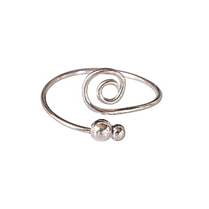 Handmade Silver Tiny Ball & Spiral Wire Warp Band Adjustable Toe Ring, 925 Sterling Silver, Swirl Thin Dainty Open Toe, Pinky or Knuckle Rings for Women, By MiYa Jewelry Creations