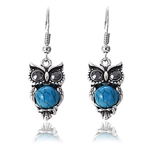 CUTIEJEWELRY Owl Bird For Women Ladies Jewelry Dangle Earrings (Owl) 4 PAIRS