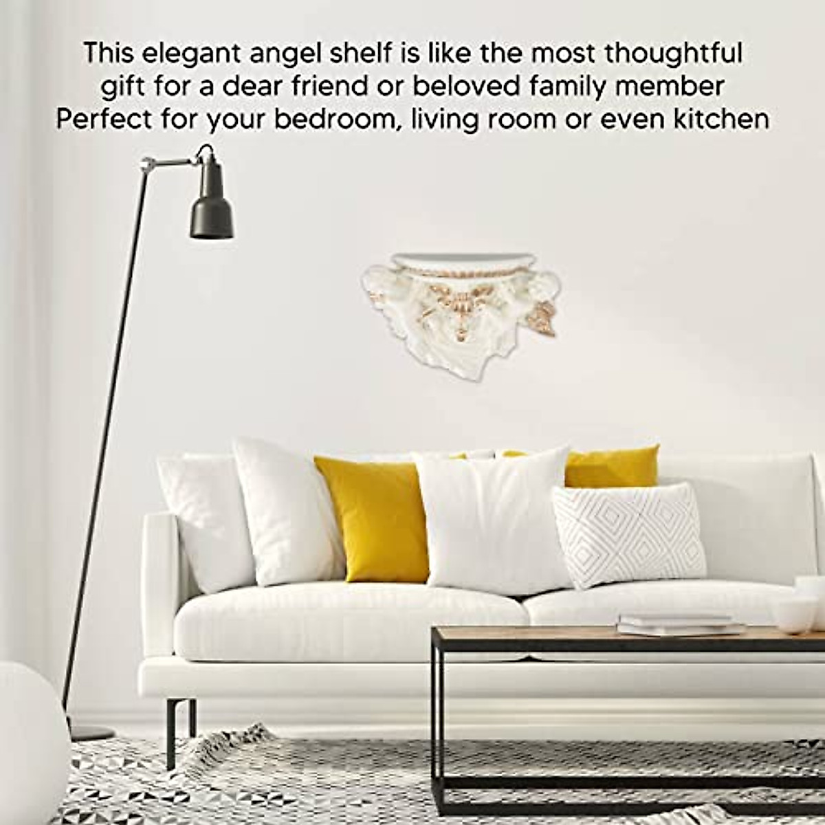 Aqur2020 Resin Angel Wall Art Decor European Angel Shape Wall Shelf Wall Hanging Rack Decoration Rack for Home Bedroom Garden(2#)