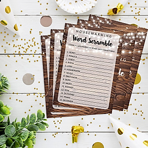 Housewarming Party Games, Word Scramble, Rustic New Home, New House, New Homeowner Party Games Cards, 30 Sheets Each Pack