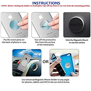 Magnetic Phone Mount 4 Pack. Black Flat Cell Phone Holder for Car Dashboard, Wall, Truck. Universal Stick on iPad Wall Magnet Mount for Tablets. Wall Low Profile Magnetic Car Mount for iPhone.