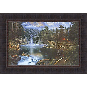 Home Fires by Derk Hansen 18x26 Cabin Mountains River Framed Art Print Wall Décor Picture