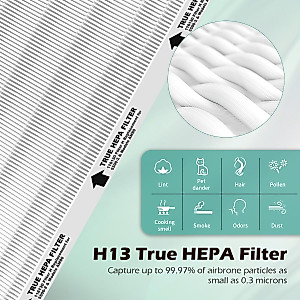 SAKEGDY 116130 Replacement Filter H fit for Winix 5500-2 Air Cleaner Purifier and Winix AM80, Package Contain 1 Washable Pre-Filter+2 HEPA Filter+2 Activated Carbon Filter Combo Pack