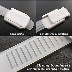 10 Pieces Adjustable Child Safety Lock, Baby Proofing Cabinet Lock, No Tools or Drilling, for Cabinets, Drawers, Appliances, Toilet Seat, Refrigerator, Oven, Window etc(7.5X1.4 Inch) White.