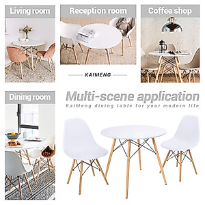 KaiMeng White Round Dining Table 32" Modern Pedestal Small Circle Room Table Leisure Tea Coffee Kitchen Table (White)