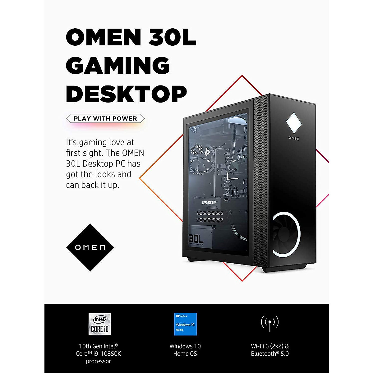 HP OMEN 30L Desktop GT13-0380t Core i9-10850K 16GB Hyperx RGB DDR4 1TB NVMe RTX3090 W10PRO64