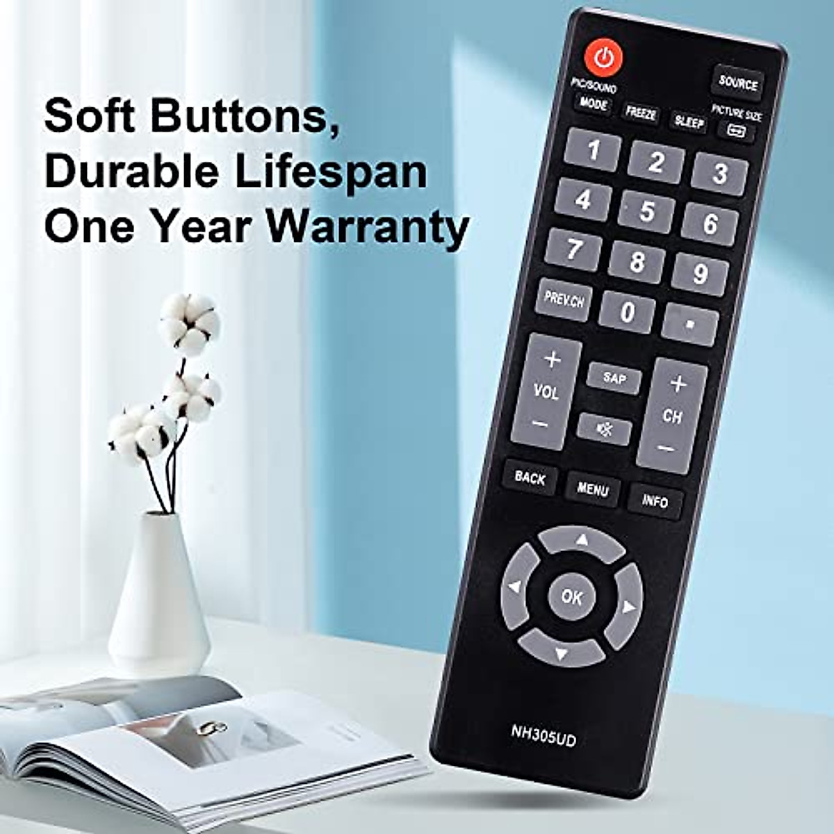 NH305UD Universal Remote Control Fit for Emerson TV Remote Control, for LCD HDTV TV