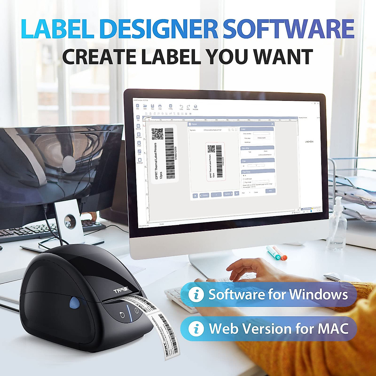 iDPRT Label Printer - SP310 Direct Thermal Label Maker, Desktop Label Printer for Home, Office & Small Business, 1" to 3.35" Label Width for Barcode, Addresses, Mailing, Support Windows, Mac & Linux