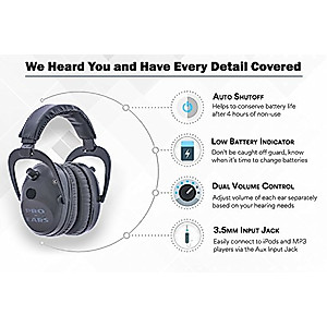 Pro Ears Pro Tac Plus Gold Ear Muffs, Military Grade Electronic Hearing Protection & Amplification, NRR 26, DLSC Compression, Shooting, Hunting, Various Uses, Up To 250 Hours Battery Life