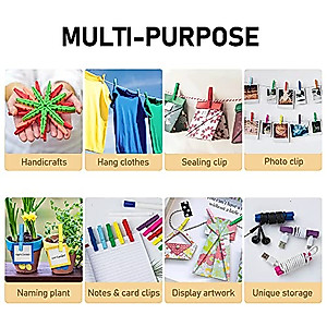 2.87'' Clothes Pins Wooden Colored Clothespins, 50pcs Mini Clothes Pins for Photo Wooden Clips Hanging Clips Color Clothes Pins for Classroom, Crafts, Baby Shower, Line Drying Laundry, Outside