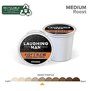 Laughing Man Hugh's Blend, Single-Serve Keurig K-Cup Pods, Medium Roast Coffee, 60 Count, 10 Count (Pack of 6)
