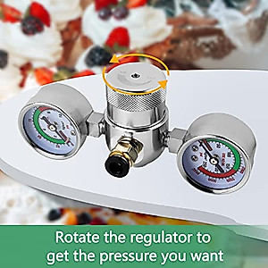 Improved Whipped Cream Pressure Regulator Valve with Upgraded Adapter & Hose Line, Pressure Regulating Valve for Whipped Cream Chargers 0.95 Liter 580g Tank