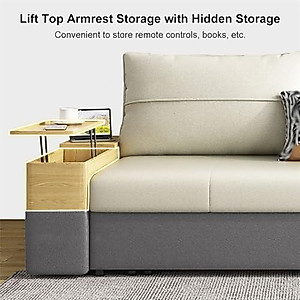 NAHDU 77" Sleeper Sofa with Lift Top End Table Convertible Sofa Bed with Storage