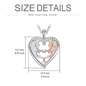 ONEFINITY Dragon Necklace Sterling Silver Dragon Heart Pendant Jewelry Gifts for Women Men Her