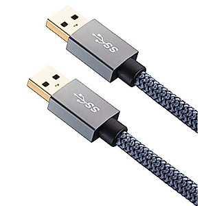 USB to USB 3.0 A Male to A Male Cable 1 ft,Faodzc USB A to A Cable Nylon Braid USB Male to Male Cable Double End USB Cord Compatible with Hard Drive Enclosures, DVD Player, Laptop Cool
