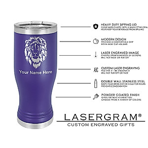 LaserGram 20oz Vacuum Insulated Pilsner Mug, French Horn, Personalized Engraving Included (Dark Purple)