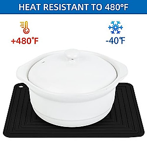 IFFMYJB Silicone Trivet Mats for Hot Pots & Pans Hot Dishes, Silicone Pot Holders, Hot Pads for Kitchen, Multipurpose Heat Resistant Mat for Silicone Hot Pads, Trivet Mat 2 Set Black