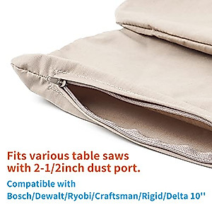 Table Saw Dust Collector Bag for Bosch/Rigid/Ryobi/DeWalt/Kobalt/Skilsaw/Craftsman/Porter/Cable/Delta/Makita/Metabo 10" TableSaws | Universal 2.5" inch Dust Port (1 Pack)