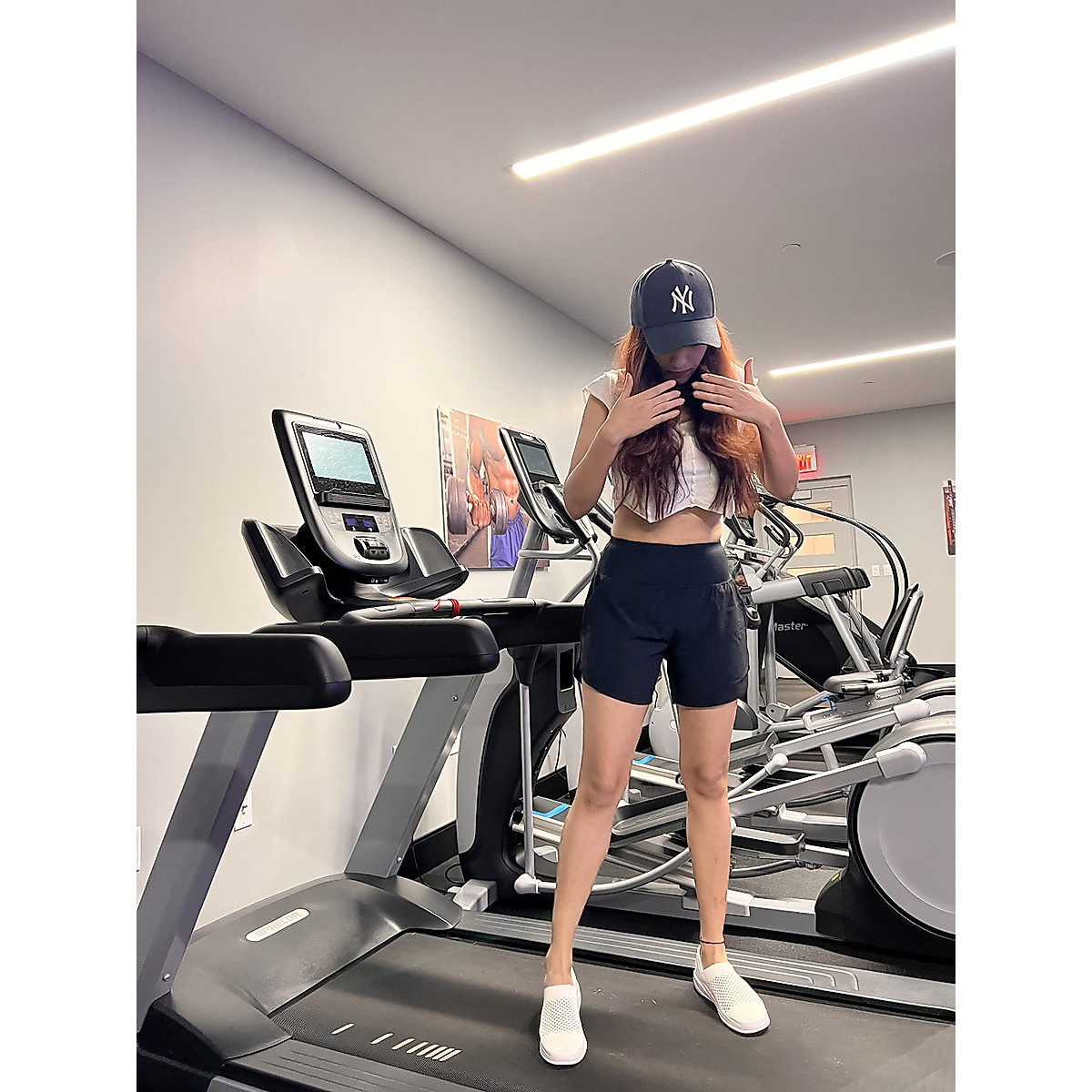 G4Free Athletic Shorts for Women 5 Inch Running Shorts with Pockets Quick Dry Workout Sports Tennis Shorts(Black,L)