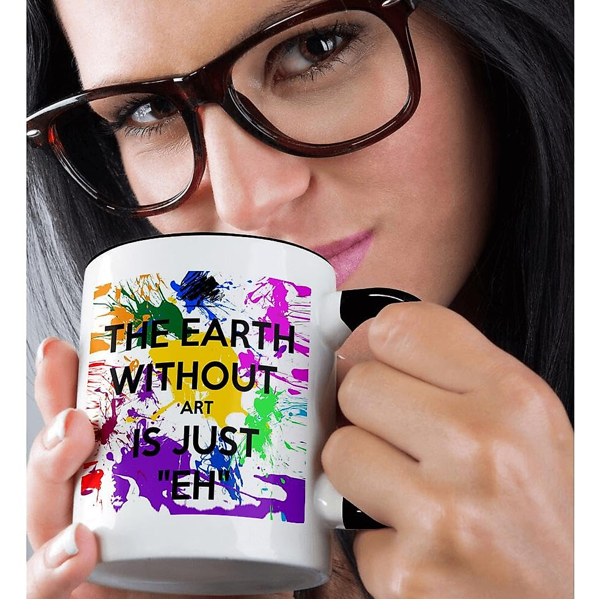 3dRose Ceramic The Earth Without Art is just eh Mug, 1 Count (Pack of 1), Black