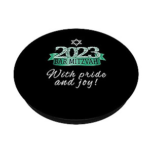 Bar Mitzvah 2023 I With Pride & Joy I Turquoise Banner Decor PopSockets Standard PopGrip