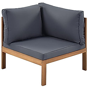 QUUL Wooden Outdoor Sofa Combination, Double Sofa with Gray Cushion and Waterproof Texture (Color : E, Size : As Shown)