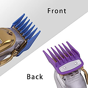 Professional 10 Color Coded Comb Attachment，Metal Hair Clipper Guards Cutting Guides/Combs，from 1/16inch to 1inch，Compatible with Wahl Clippers Combs