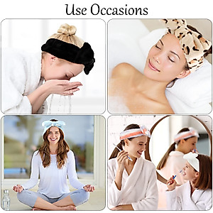 AMCAMI Bow Spa Makeup Headbands for Women Coral Fleece Hairlace Non-Slip SPA Headband for Women Turban Bowknot Headbands for Washing Face