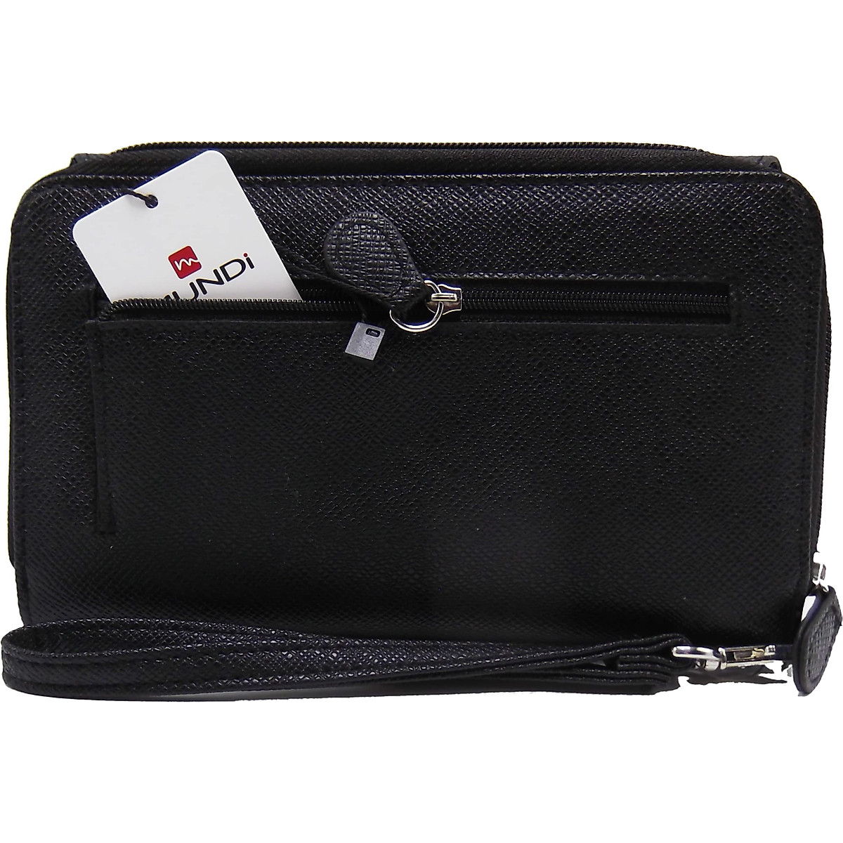 MUNDI Women's Faux Leather MY BIG FAT WALLET Flap RFID Clutch Ladies id694x (Black)