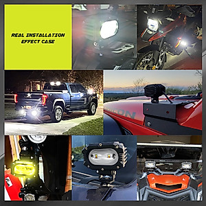 SLARY 2PCS 4 Inch LED Work Lights Flood Single Row White/Amber Flasing Strobe Pods Off Road Driving Fog Lights with Switch Wiring Harness for Truck, 4x4, SUV, ATV