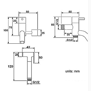 JIYTG Bidet Sprayer 304 Stainless Steel Hand Held Bidet Sprayer Bathroom Kitchen Toilet Faucet Toilet Spray Gun