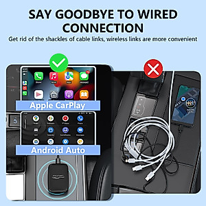4 in 1 Wireless Carplay & Android Auto Wireless Adapter - Magic CarPlay Ai Box Streaming Video Fits Netflix/YouTube/TF Card, CarPlay Wireless Adapter for Wired CarPlay AA Cars USB Card Reader Writer