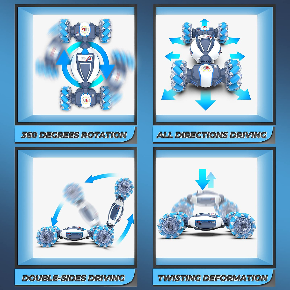 Dysaim Gesture RC Car, Gesture Sensing RC Stunt Car Toys for Kids 6-12 yr, 2.4GHz 4WD Hand Remote Control Cars with Lights Music, Off-Road 360° Rotation RC Drift Car Birthday Halloween Xmas Gifts