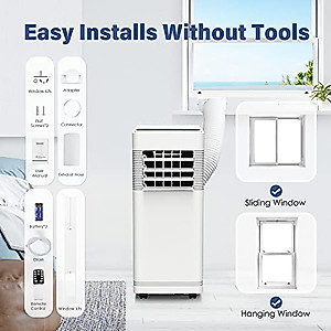 AirChoice Portable Air Conditioner, 12000 BTU Air Conditioner Portable for Room Up to 550 Sq.Ft, 3-in-1 with Dehumidifier and Fan Mode, 24H Timer, Remote Control, Quiet Portable AC Unit, Window Kit