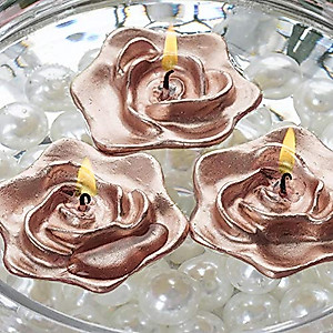 BalsaCircle 24 pcs Rose Gold 2.5-Inch Roses Flowers Floating Candles for Wedding Party Birthday Centerpieces Decorations Supplies