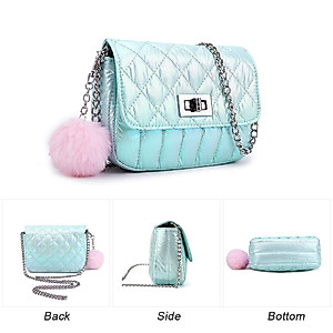 GLITZALL Cute Purses for Teen Girls Small Purse and Quilted Crossbody Bags for Women with Chain Strap, Nylon Lightweight, 8”