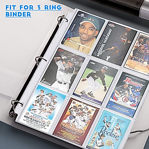 Homgaty 450 Pockets Baseball Card Sleeves, Trading Card Storage Album Pages Fit 3 Ring Binder, 9 Pocket Card Collector Holders Compatible with Skylanders, Pokemon,Top Trumps,Football Sport Cards