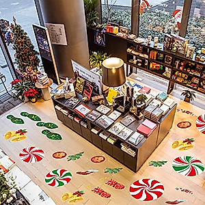 156PCS Christmas Peppermint Floor Decals Footprints Stickers for Christmas Candy Party Decoration Xmas Party Decor Supplies, 12 Sheets