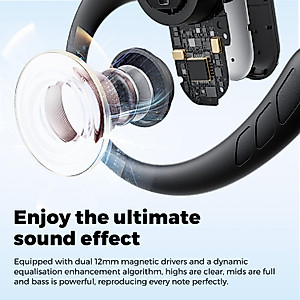 SoundPEATS Breezy Open Ear Headphones, 40Hrs Playtime, 90° Adjustable Wireless Earbuds, Bluetooth 5.4 Earphones, 12mm Drivers, 4 Mics with AI Call Noise Cancellation