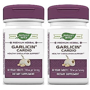 Nature's Way Garlicin Cardio, SmartRelease Garlic with MAX Allicin Potential, Odor Free, 60 Count, Pack of 2