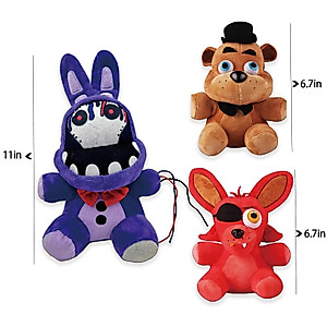 TZMAPU Fazbear Plush Foxy, Withered Purple Bunny, Stuffed Animal Figure Toys Gift for Kids, Security Breach Plush for Lovers (3PCS)