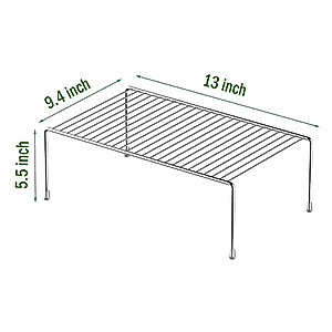 iPEGTOP Set of 2 Medium (13 x 9.4 Inch) Kitchen Cupboard Organiser, Freezer Cabinet Storage Shelf Wire Rack, Rustproof Stainless Steel Shelves for Fridge Pantries Countertops Utensils -Chrome