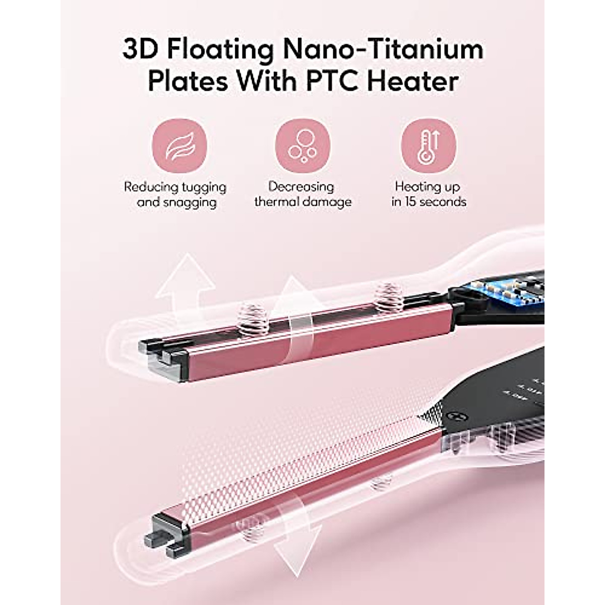 Wavytalk 3/10" Small Flat Iron, Pencil Flat Iron for Short Hair, Pixie Cut and Bangs, Mini Hair Straightener for Edges with Anti-Pinch Design, Tiny Hair Straightener with Titanium Floating Plates
