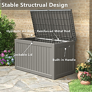 LHBGO Outdoor Storage Box, 230 Gallon Deck Box, Waterproof and UV Resistant Large Resin Storage Bin, Organization and Storage for Patio Furniture, Outdoor Cushions, Garden Tools, Lockable