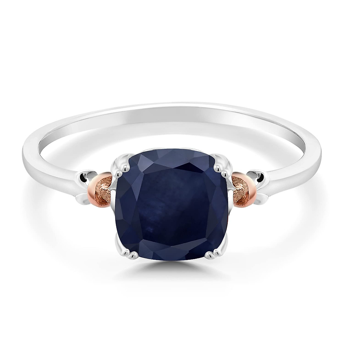 Gem Stone King 925 Sterling Silver & 10K Rose Gold 8MM Cushion Gemstone Birthstone Engagement Ring | Wedding Anniversary Promise Ring For Women | Size 5,6,7,8,9